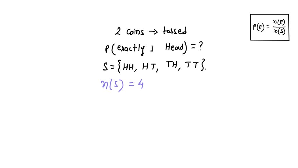 SOLVED: Two coins are tossed, what is the probability that exactly one is heads