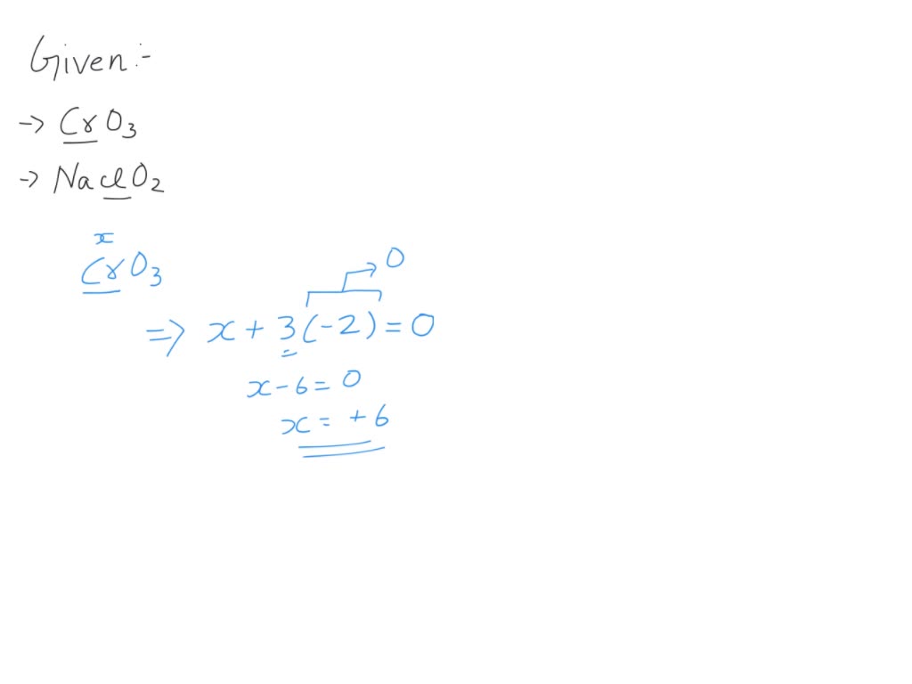 SOLVED: Determine the Oxidation states of the Underlined elements CrO3 ...