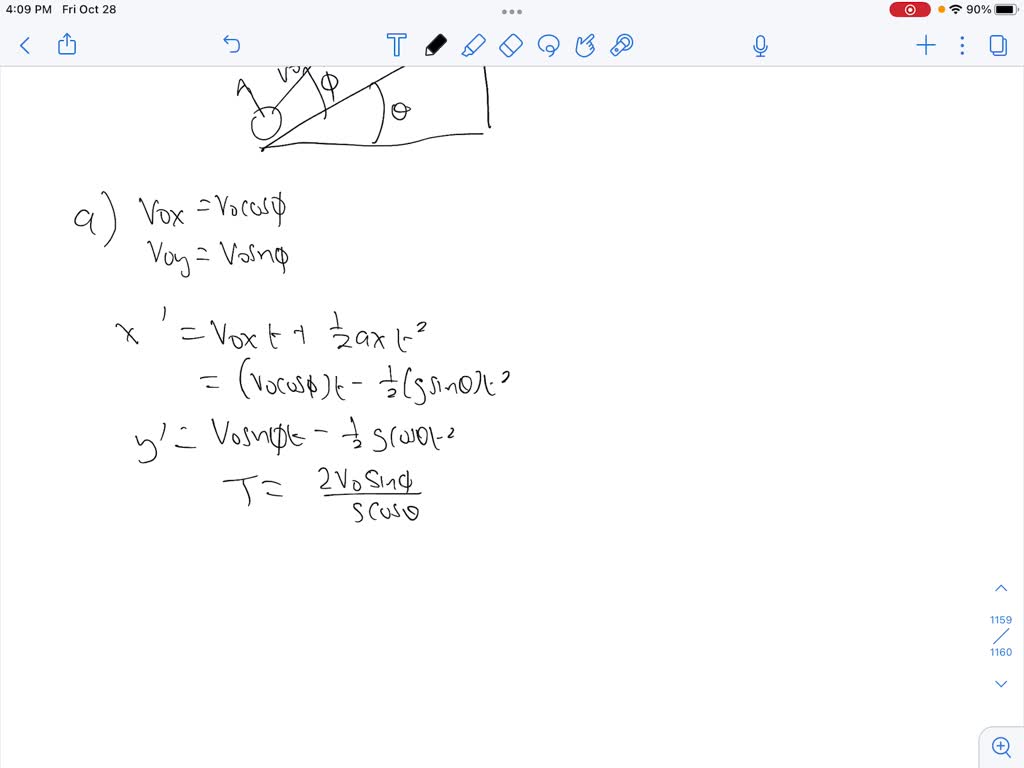 SOLVED: You fire a ball with an initial speed v0v0 at an angle ϕϕ above ...