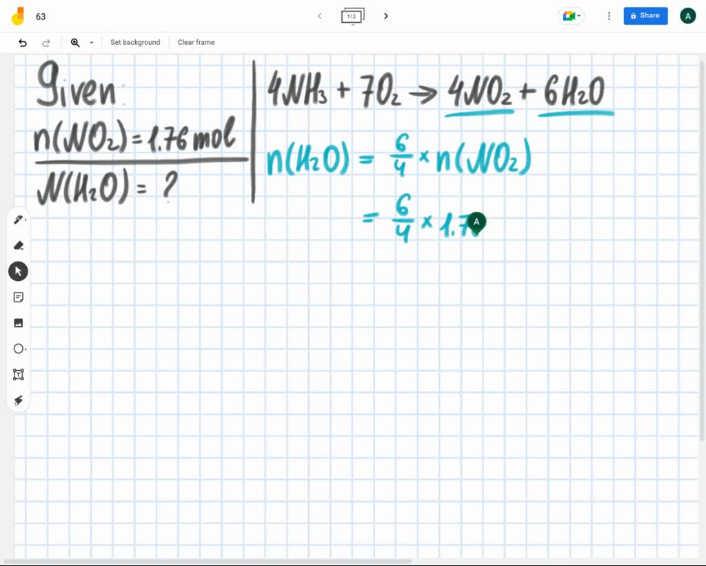 SOLVED: In the reaction 4NH3 + 7O2 âŸ¶ 4NO2 + 6H2O, how many molecules ...