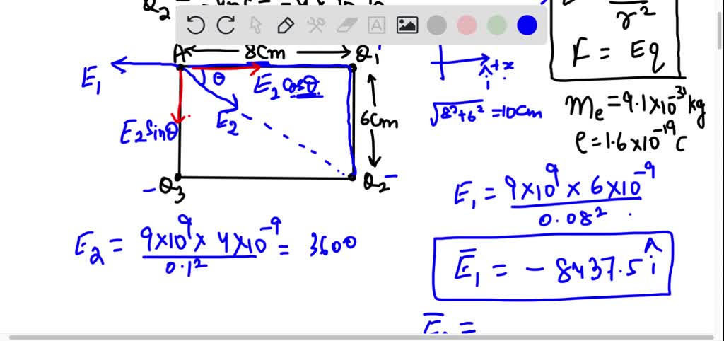 SOLVED: Three-point charges are placed at three corners of a rectangle ...