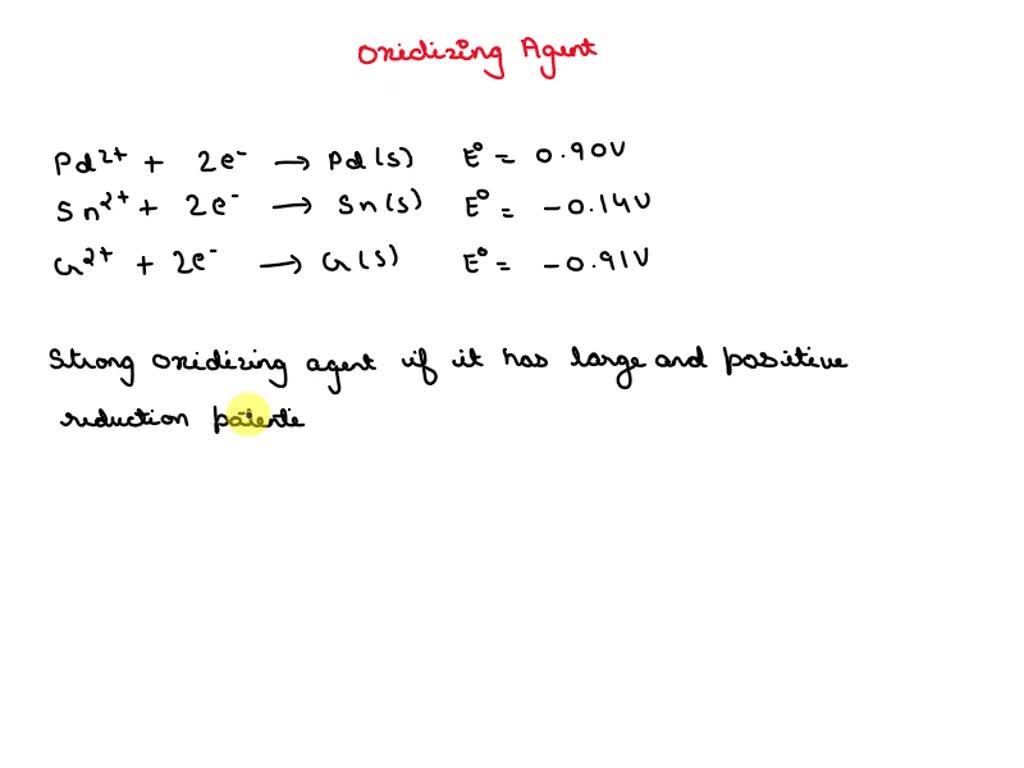 SOLVED: Use the standard reduction potentials below to determine the ...