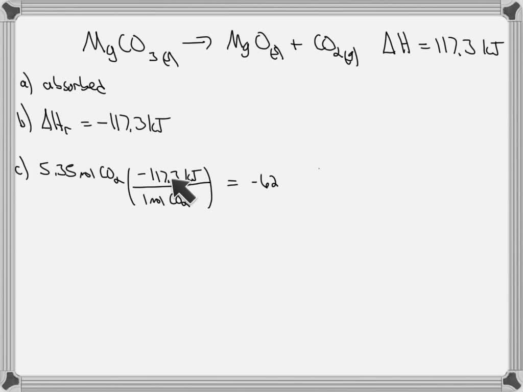 SOLVED: Consider the following balanced thermochemical equation for the ...