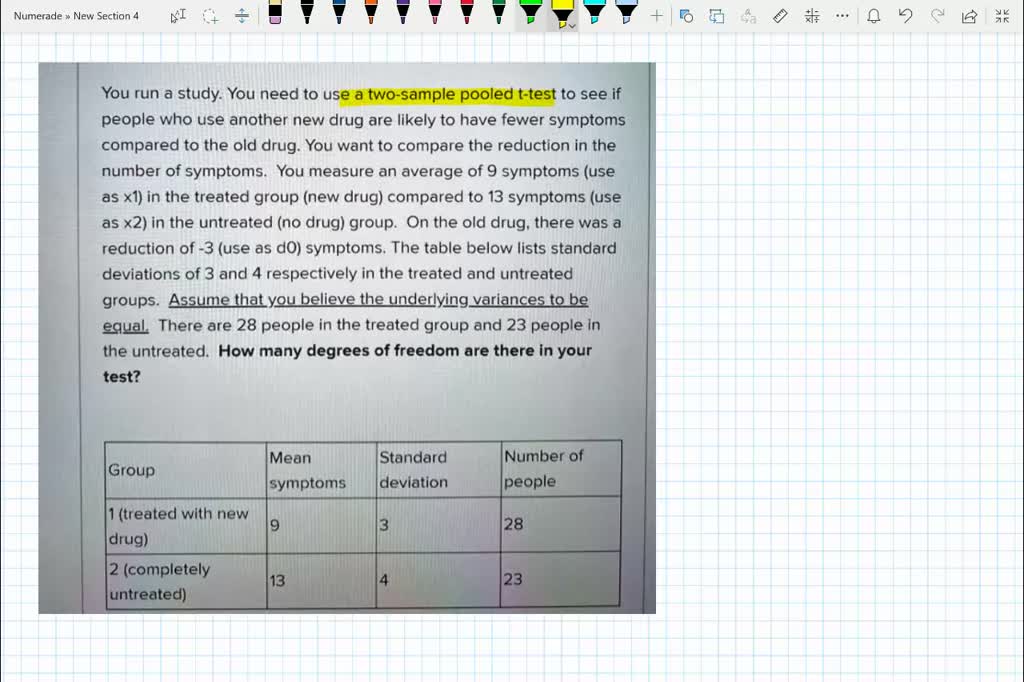 SOLVED: You need to use a two-sample pooled t-test to see if people who ...