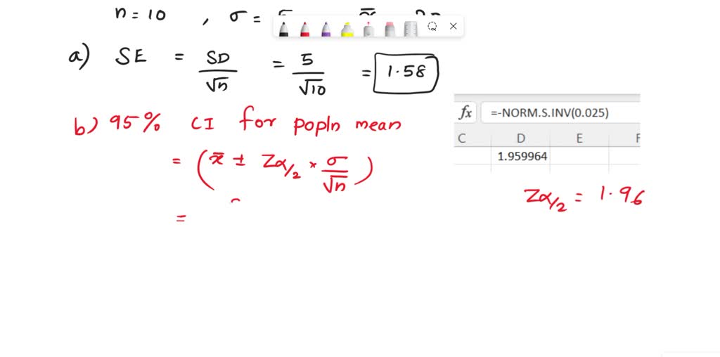 SOLVED: A sample of 10 observations is selected from a normal ...