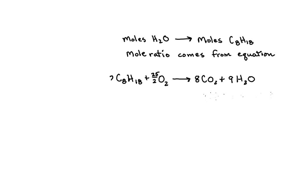 SOLVED: A major component of gasoline is octane C8H18. When liquid octane is burned in air it ...