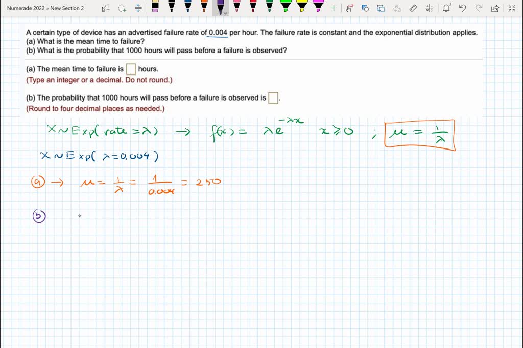 SOLVED: A certain type of device has an advertised failure rate of 0. ...