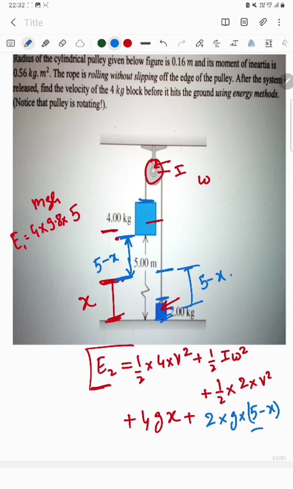 SOLVED: A solid cylindrical pulley with an iter radius R =3 (I) . Outet ...