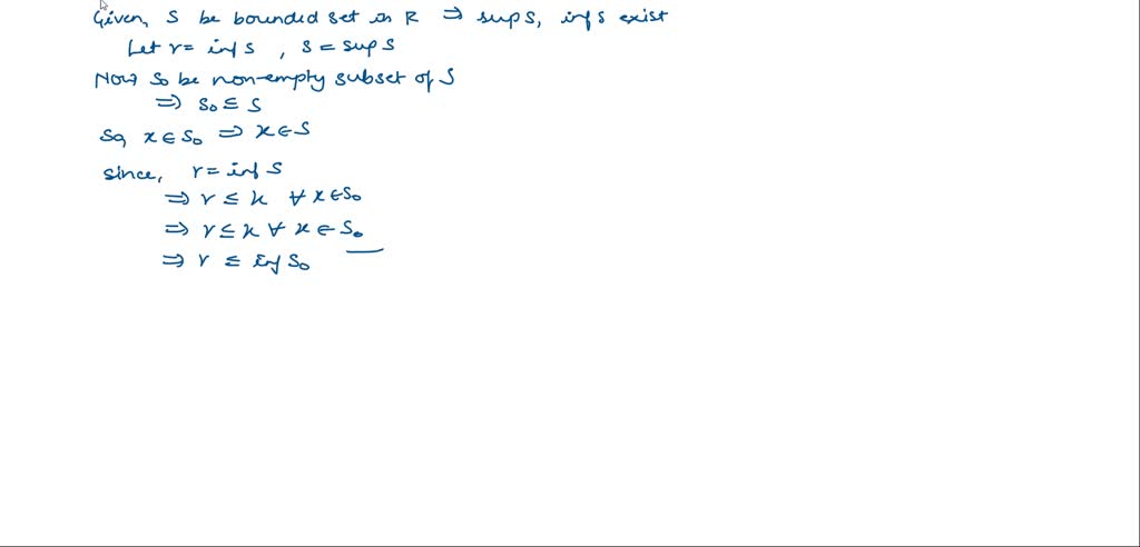 SOLVED: An upper bound u of a non-empty set S in R is the supremum of S if and only if for every ...