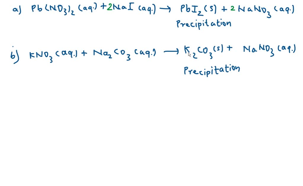 SOLVED: Write balanced chemical equation for the double replacement reactions listed below. Use ...