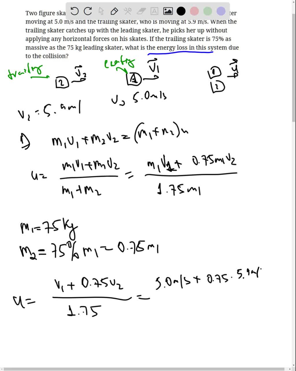 SOLVED: Two figure skaters are coasting in the same direction, with the ...