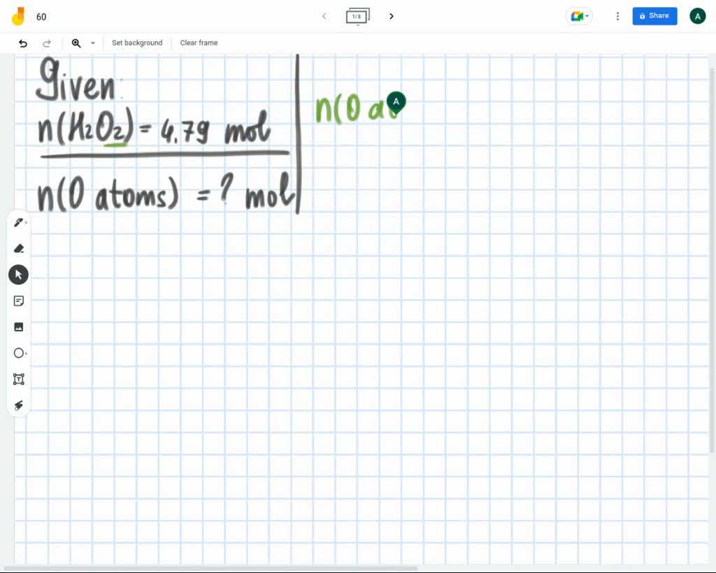SOLVED: Determine the number of moles of oxygen atoms in: 4.79 mol H2O2.