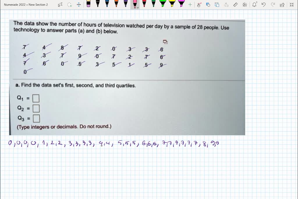 SOLVED: The data show the number of hours of television watched per day ...