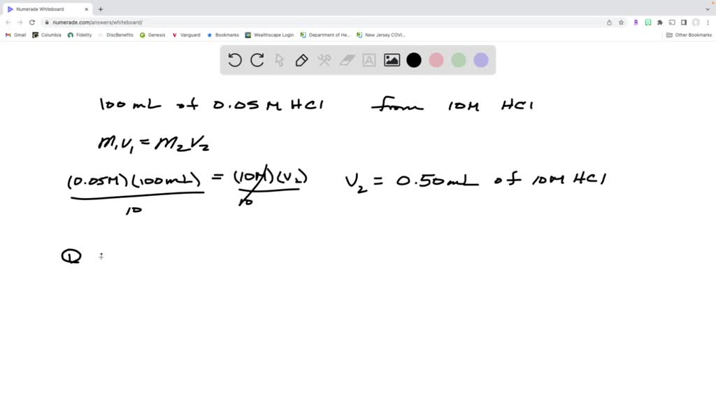 SOLVED: You have to make 100mL of 0.05M HCl from a 10M HCl stock ...