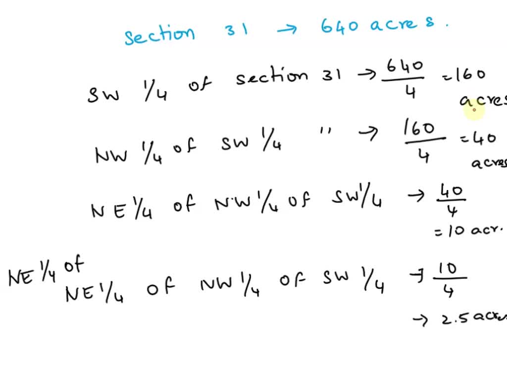 How many acres are contained in the NE 1/4 of the NE 1/4 of the NW 1/4 ...