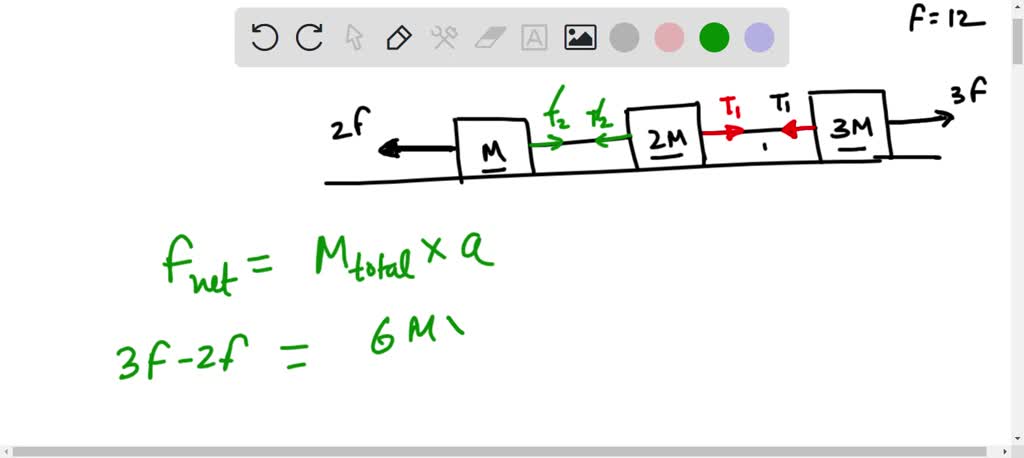8) The horizontal surface on which the objects slide is frictionless. If F = 12 N, what is the ...