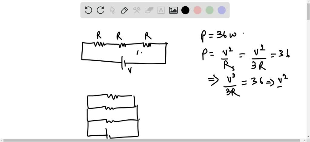 SOLVED: Three identical resistors are connected in series. When a certain potential difference ...