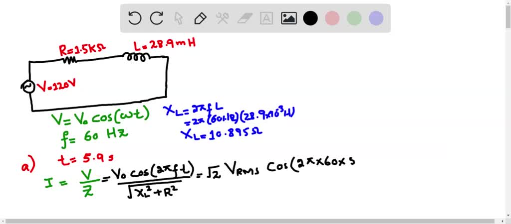 A 1 5 KÎ© Resistor And 28 9 Mh Inductor Are Connected In Series To A Vrms 120 V Ac Power