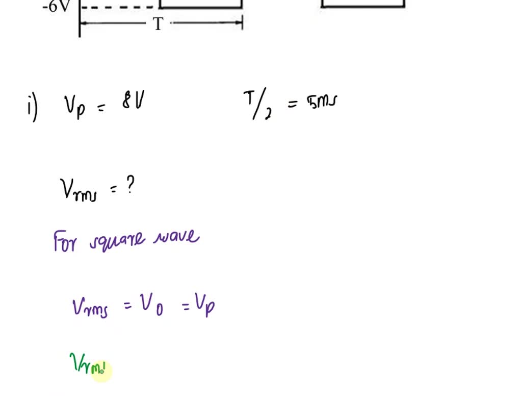 SOLVED: PROBLEM 2 [10 points] A square wave AC voltage signal is shown in the following figure ...