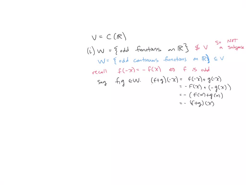 Let V Cr Be The Vector Space Of All Continuous Functions On R Which Of The Following Sets W