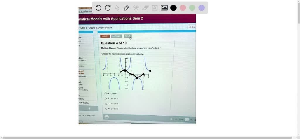 SOLVED: Choose the function whose graph is given below. rd.apexlearning ...