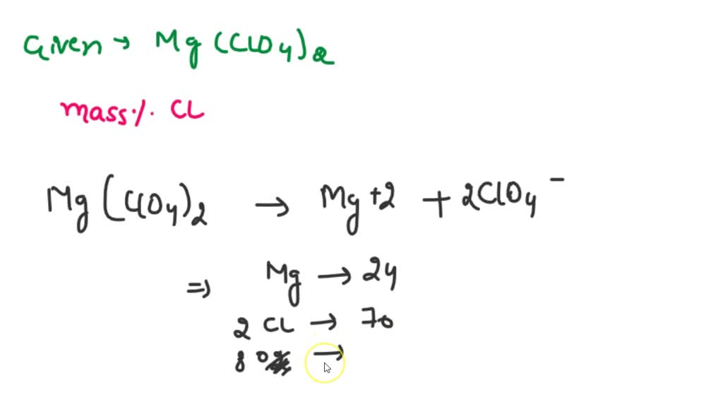 SOLVED Calculate The Mass Percent Of Chlorine In Mg ClO4 2 