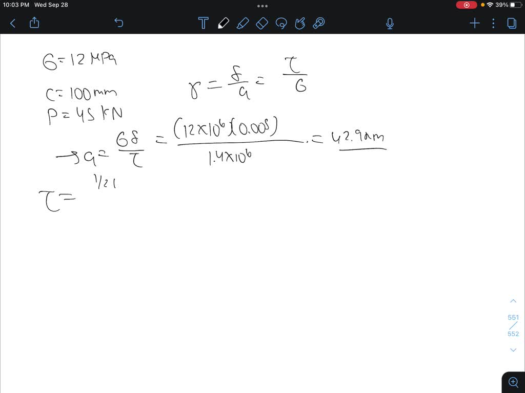 SOLVED: Two blocks of rubber with a modulus of rigidity G=12 MPa are ...