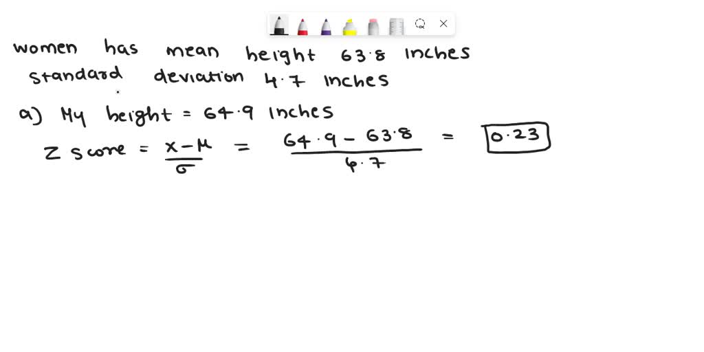 SOLVED: Calculate the stature percentile for a US male measuring 6’6 ...