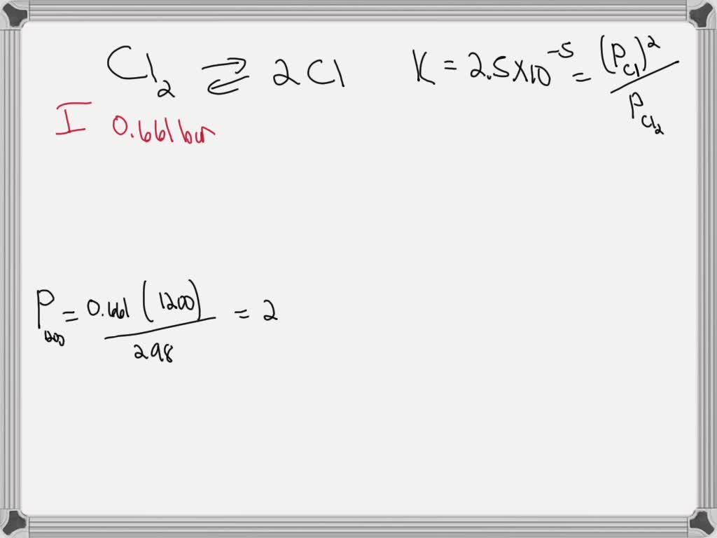 SOLVED: The equilibrium constant for the dissociation of Cl2 into ...