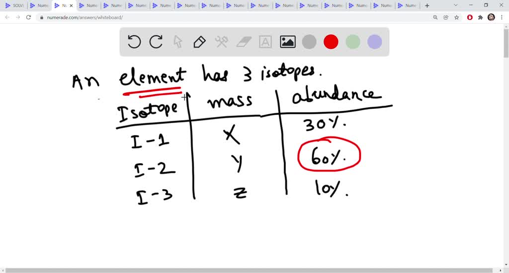 SOLVED: An element consists of 3 isotopes in nature. Isotope #1, with a ...