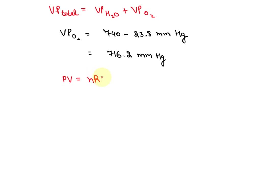 SOLVED: A 350.0 mL sample of oxygen gas was collected over water at a temperature of 25.0 C and ...