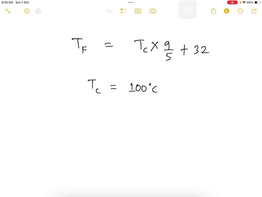 SOLVED: A temperature of 100°C is equal to what temperature on the ...