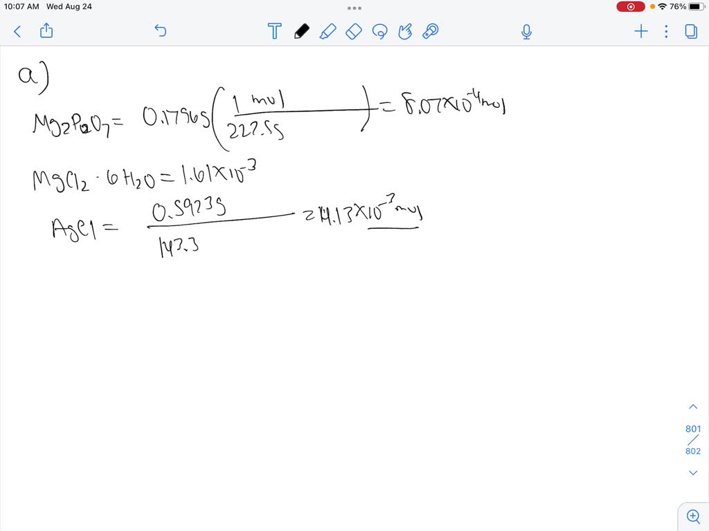 A 6.881 g sample containing MgCl2 (95.21 g/mol) and NaCl (58.44 g/mol) was dissolved in ...