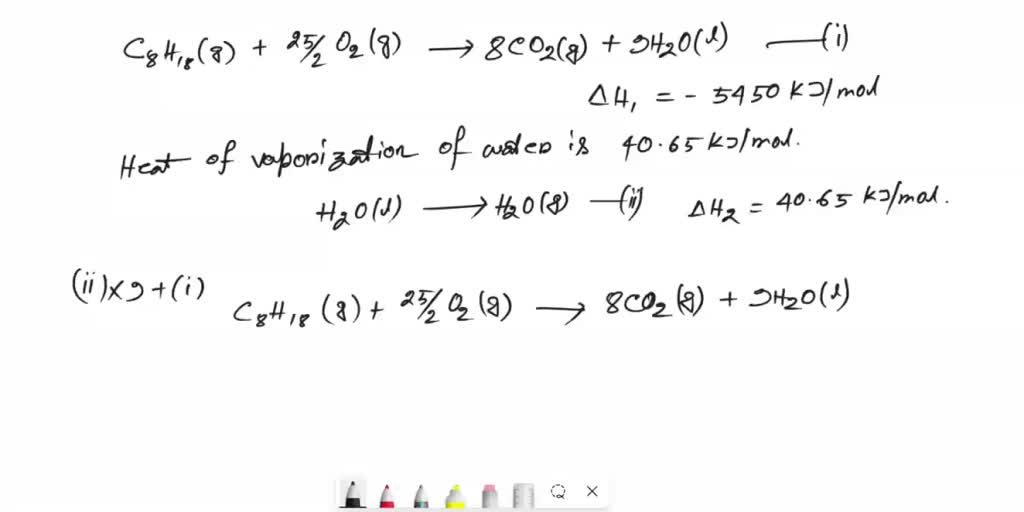 SOLVED: The combustion of octane to form carbon dioxide and liquid ...