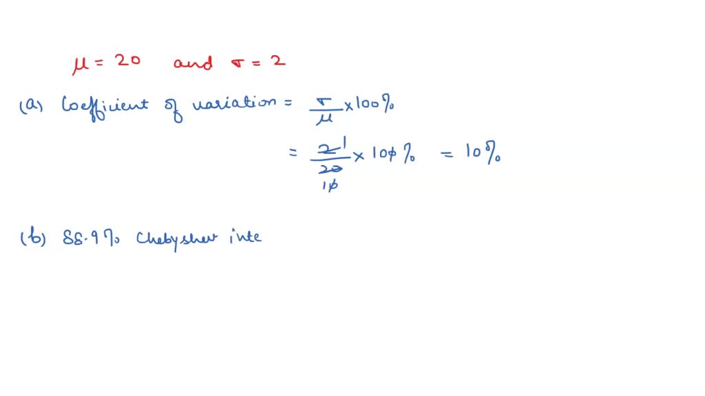 SOLVED: Consider population data with / = 20 and = 2. (2) Compute the coefficient of variation ...