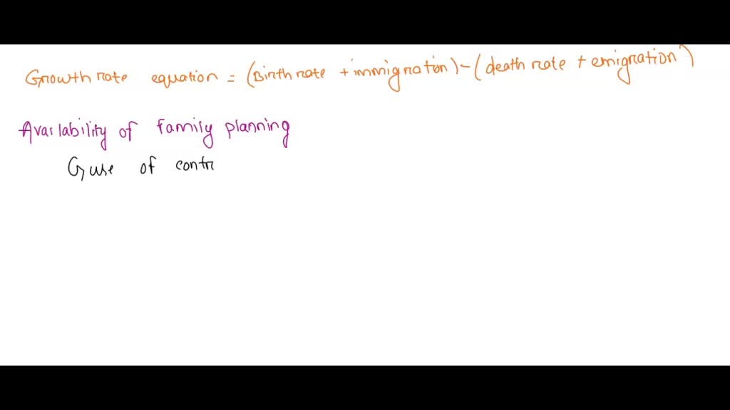 SOLVED: The growth rate equation is (birth rate + immigration)-(death ...