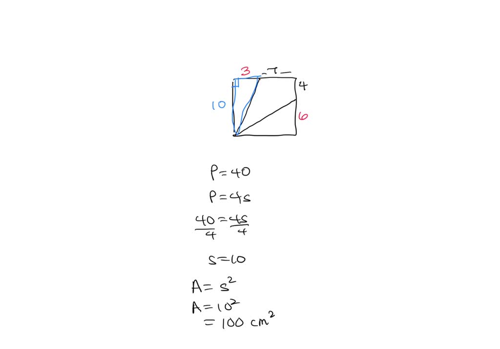 SOLVED: The diagram shows a square with perimeter 40 cm 7 cm Work out ...