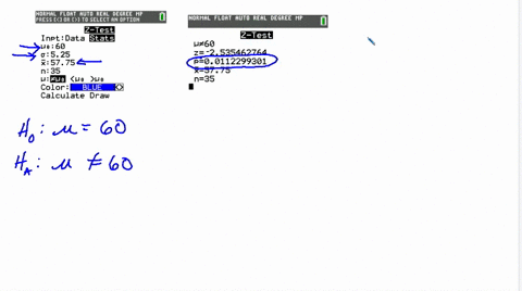 use the calculator displays to the right to make a decision to reject or fail to reject tne null hypothesis at a significance level of 6 001 z test test inpt data