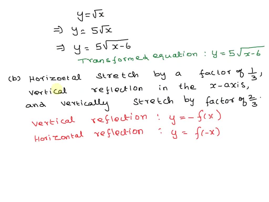 SOLVED: Determine the equation of each radical function, which has been ...