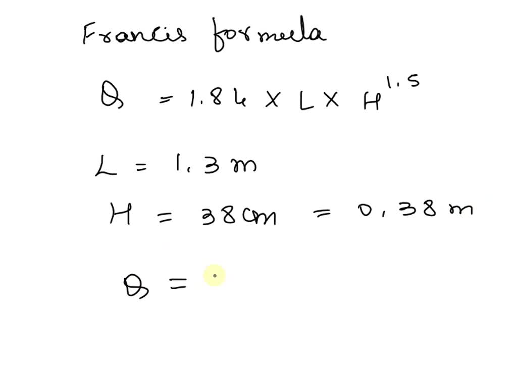 SOLVED: Please give me correct answer 5. The head of water over a ...