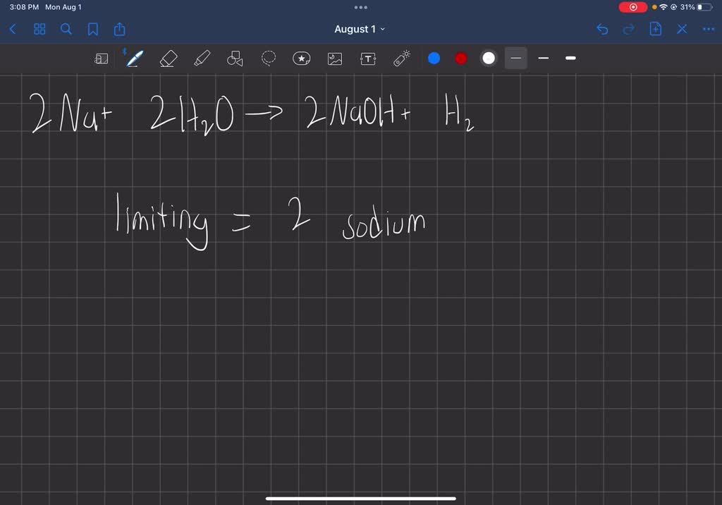 SOLVED: Two sodium atoms react with three water molecules to produce aqueous sodium hydroxide ...