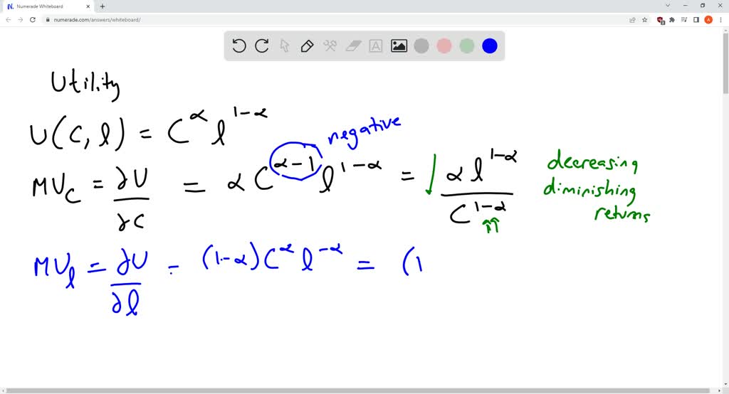SOLVED: Consider the utility function U(C, l) = CÎ±l^(1-Î±), where 0