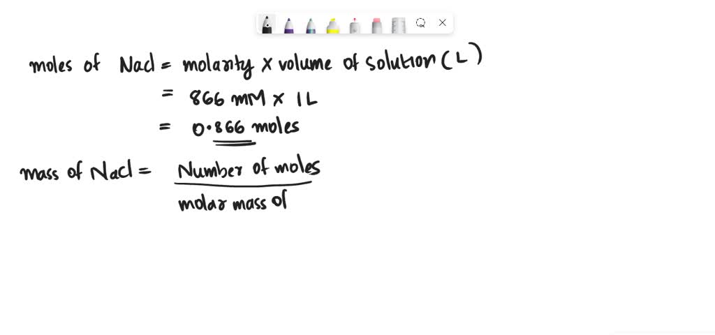 SOLVED: Calculate the osmolarity of 0.9% sodium chloride (NaCl). Molecular weight of sodium ...