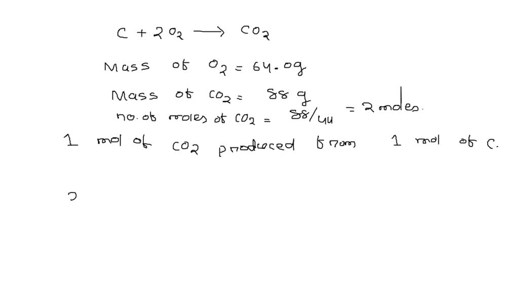 SOLVED: C + O2 CO2 1. When solid carbon reacts with 64.0 g of oxygen ...