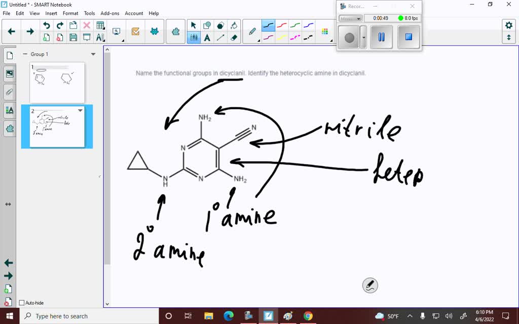 SOLVED: Name the functional groups in dicyclanil. Identify the ...