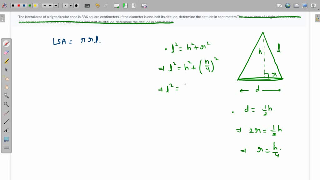 SOLVED The Lateral Area Of A Right Circular Cone Is 386 Square