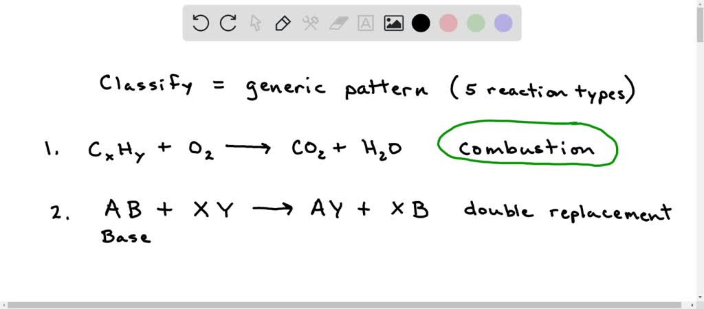 SOLVED: Classify each chemical reaction: reaction type = of reaction ...