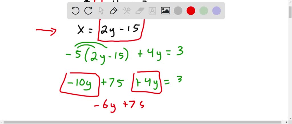 SOLVED: Consider the simultaneous equations x-2y=-3 and 3x-4y=-5. If we ...