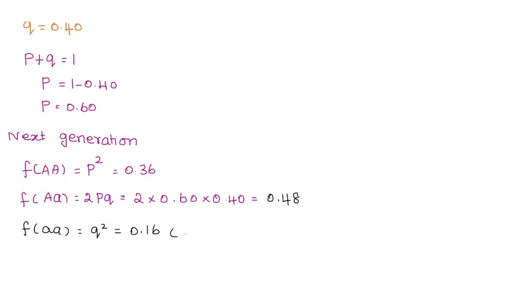 SOLVED: In a large, randomly mating population, the frequency of an ...