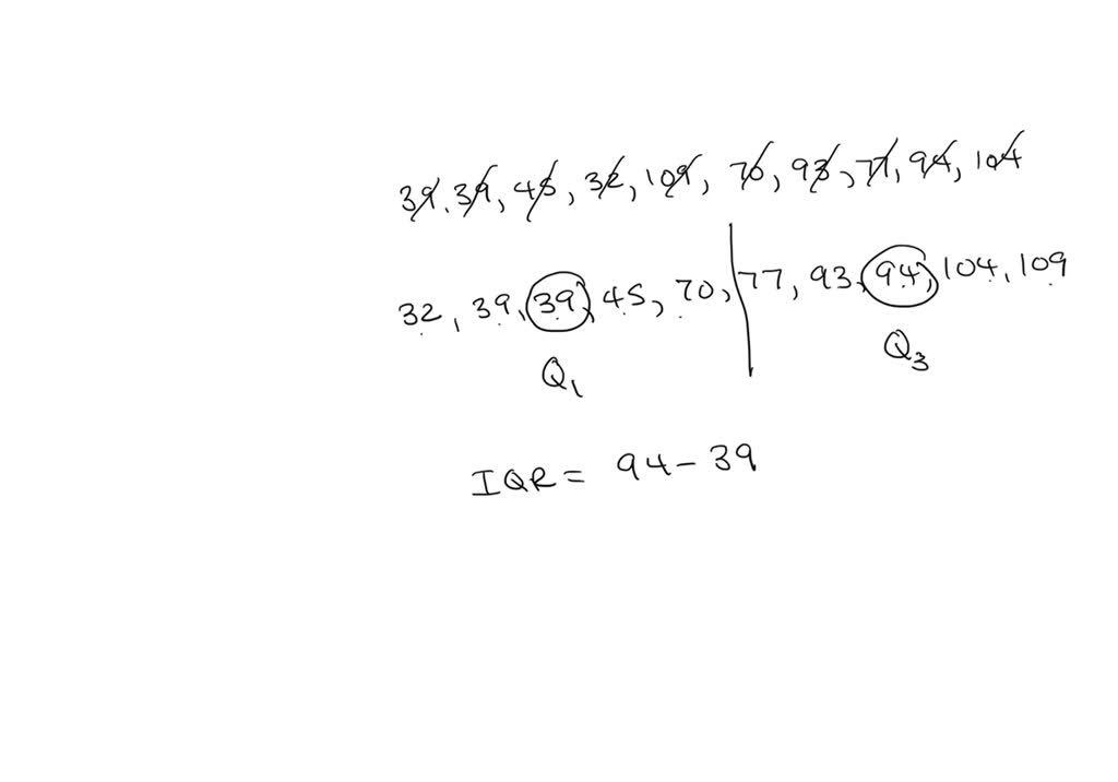 SOLVED: Suppose, we have 10 observations such that 39, 39, 45, 32, 109 ...